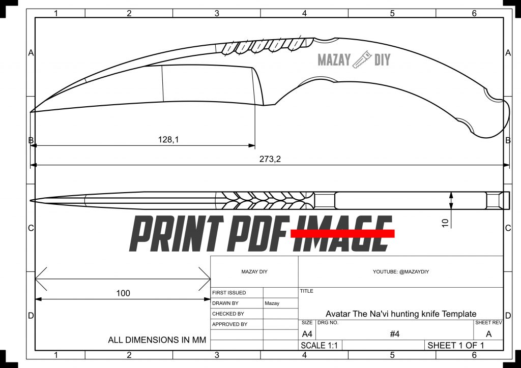 DIY Avatar Na'vi Hunting Knife — Free PDF Template & 3D model
